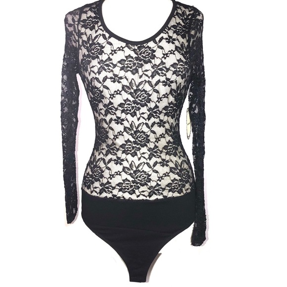 Skonhet | Tops | Skonhet Black Lace Bodysuit | Poshmark